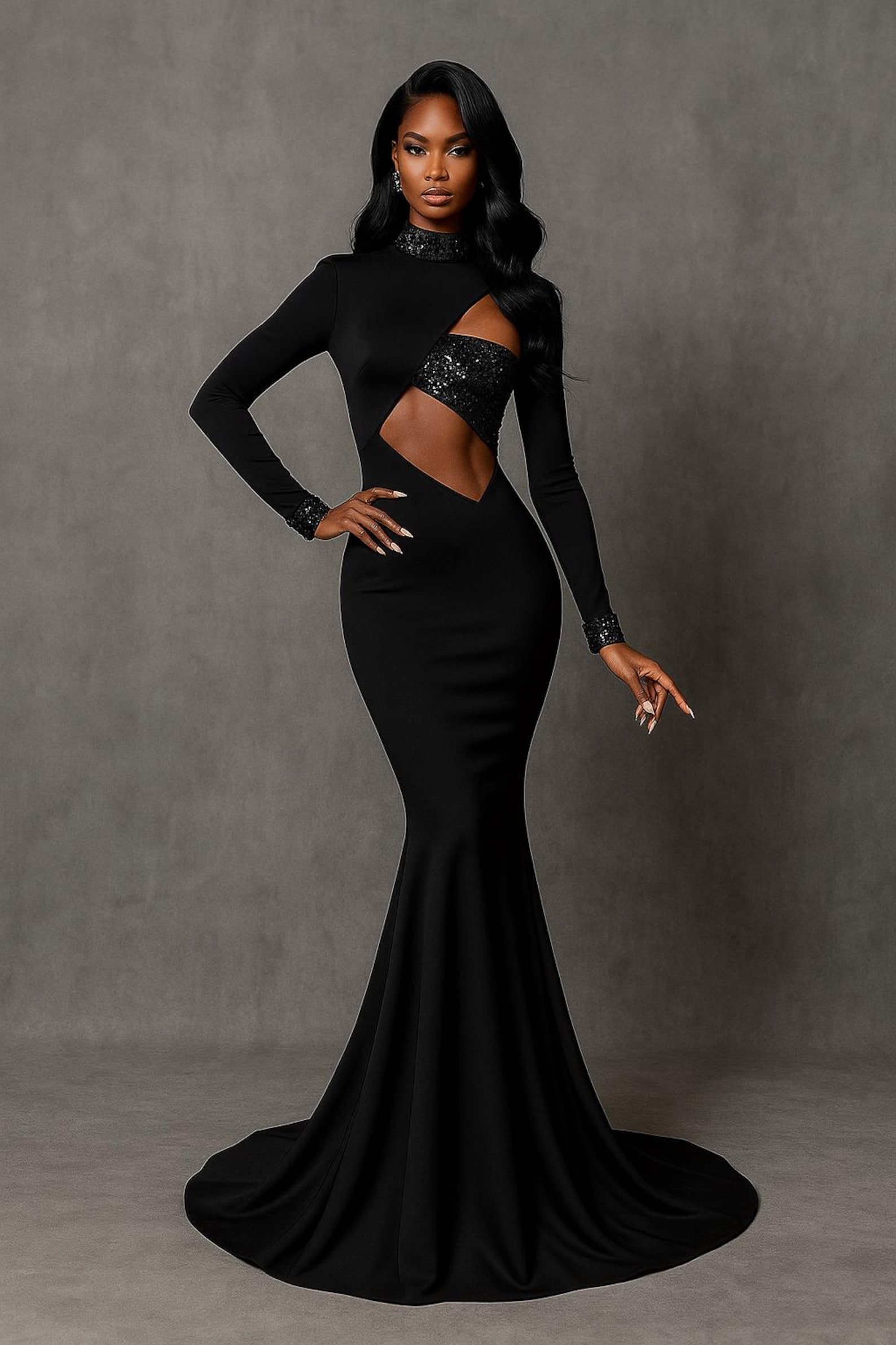 Long Sleeve Cut Out Mermaid Gown/dress PDF Sewing Pattern | NO Sewing ...