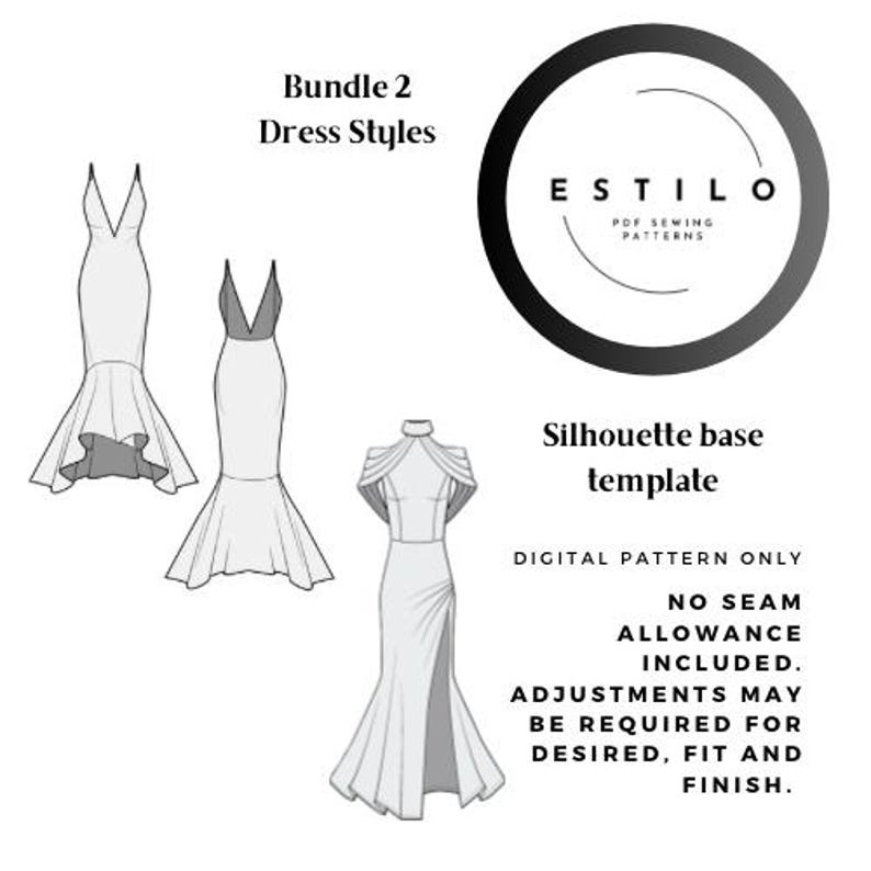 Pattern Bundle 2 Mermaid Style Gown/dress PDF Sewing Pattern | NO ...