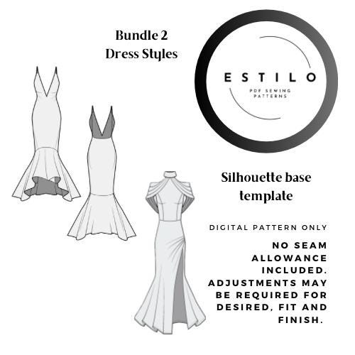 Pattern Bundle 2 Mermaid Style Gown/dress PDF Sewing Pattern | NO ...