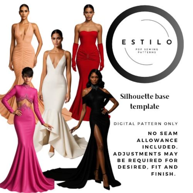 Pattern Bundle 5 Styles Gown/dress PDF Sewing Patterns | NO Sewing ...