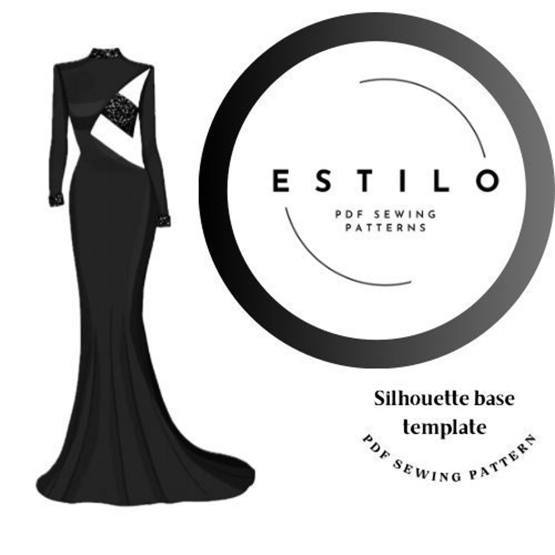Long Sleeve Cut Out Mermaid Gown/dress PDF Sewing Pattern - Etsy