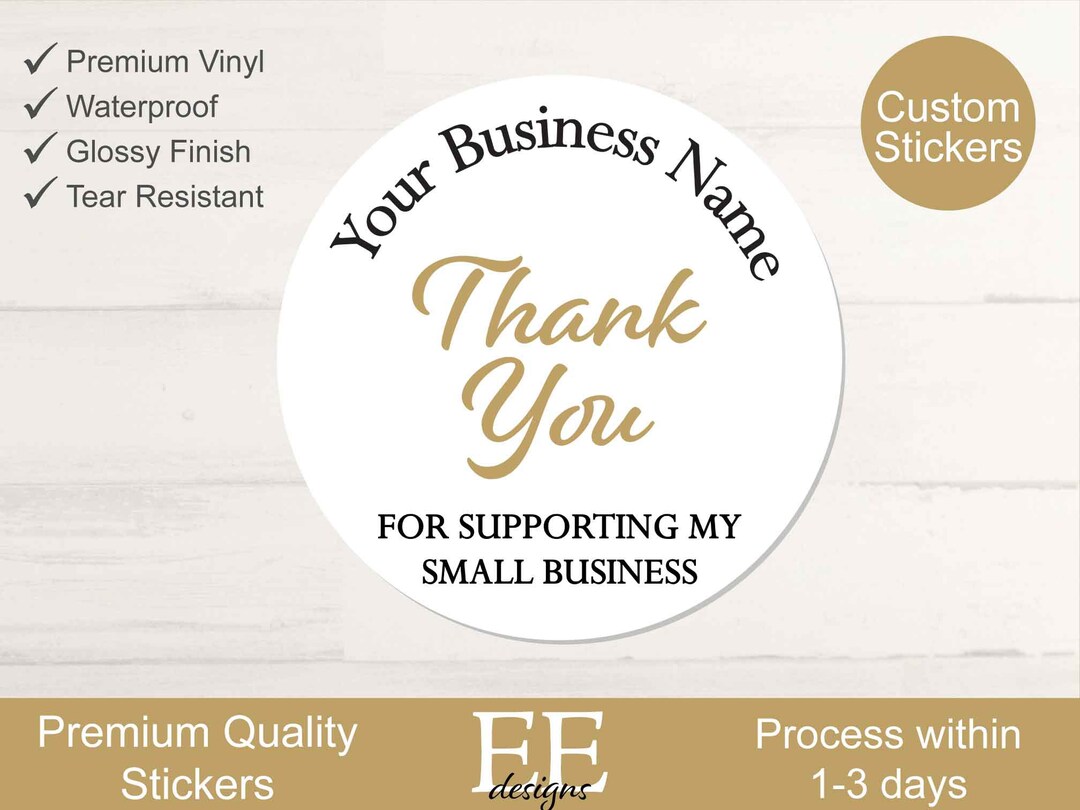Personalized Thank You Stickers: Glossy Vinyl Small Business Packaging ...