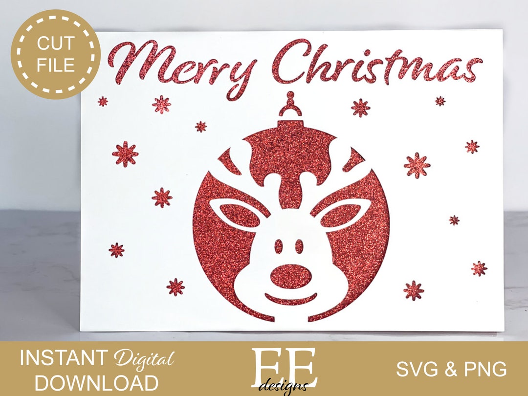 Christmas Card SVG: Reindeer Ornament, Cricut Cut File (digital ...