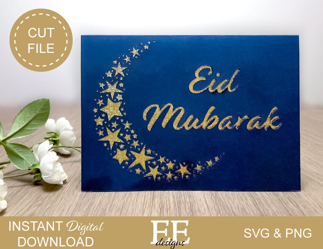 SVG: DIY Eid Mubarak Card Digital Design | Cricut Cut File | Paper Cut ...