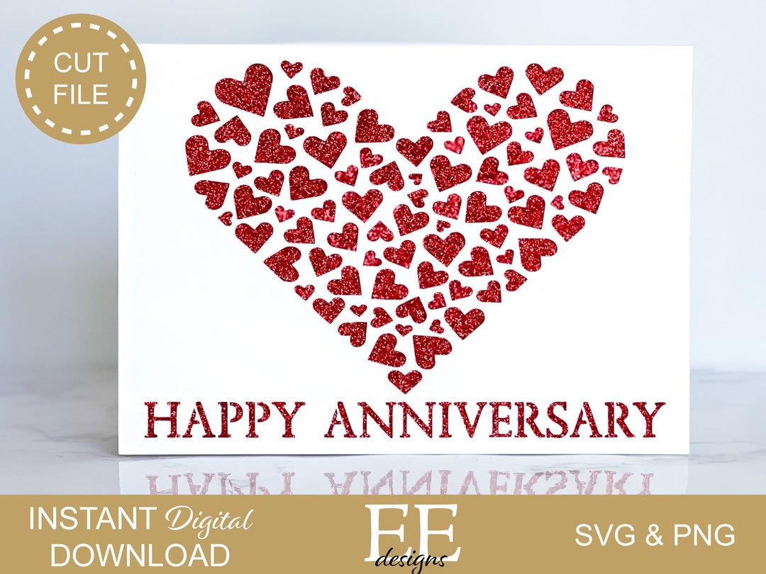 SVG: DIY Anniversary Card Digital Design | Cricut Cut File | Paper Cut ...