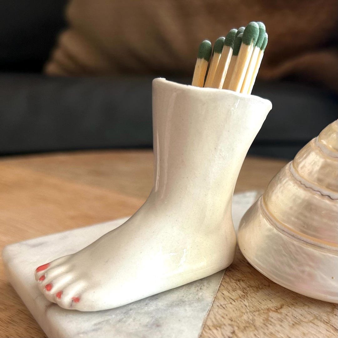 Foot Match Striker Unique Ceramic Match Holder Handmade Match Striker ...