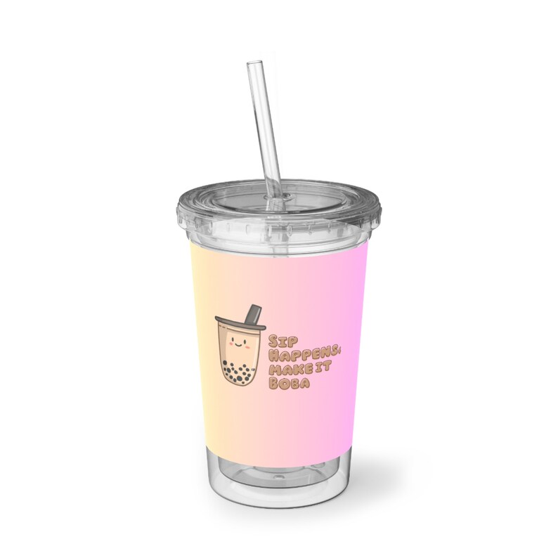 Cute Boba Tea Cup With Straw - Etsy