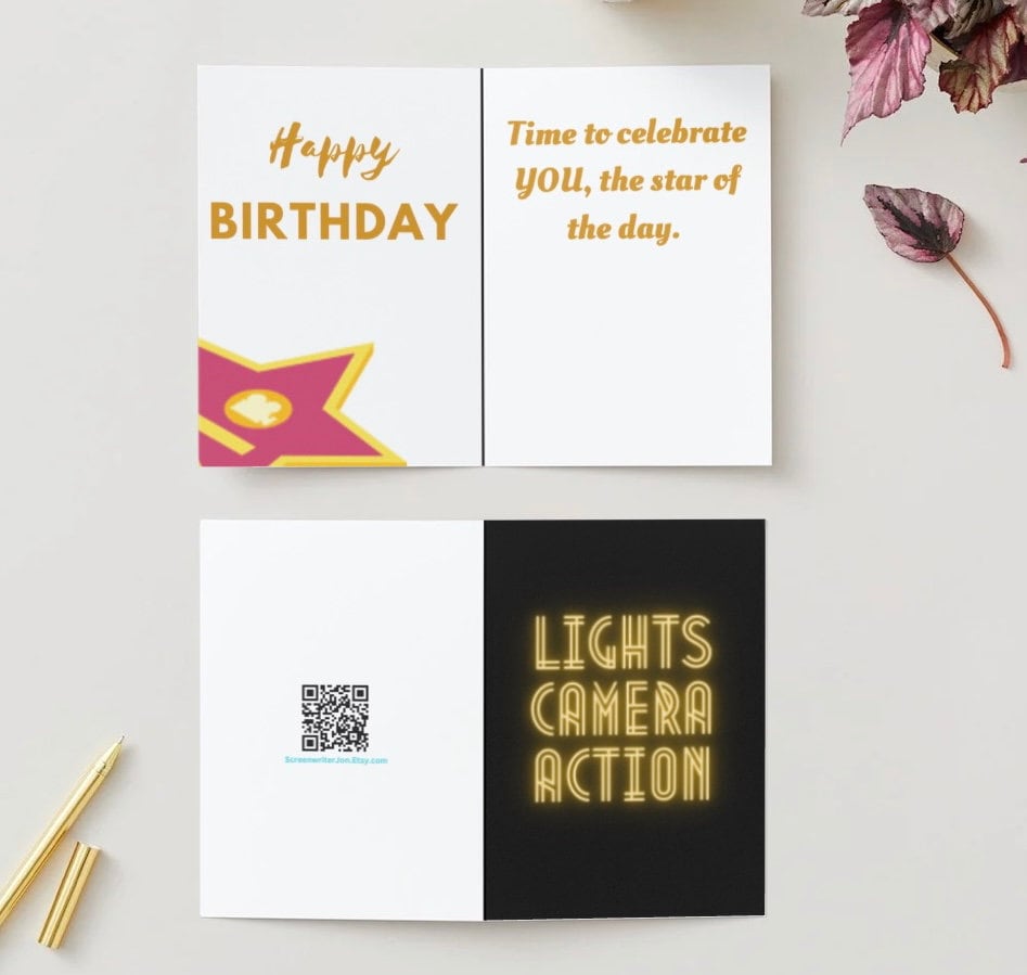 Lights, Camera, Action Birthday Card for Filmmakers, Actors ...