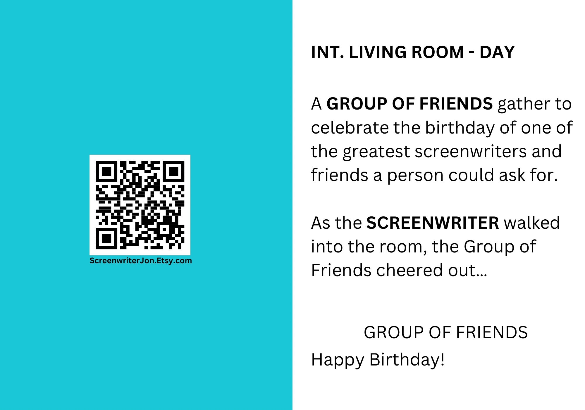 Movie Script Birthday Card for Screenwriters, Filmmakers, and Movie ...