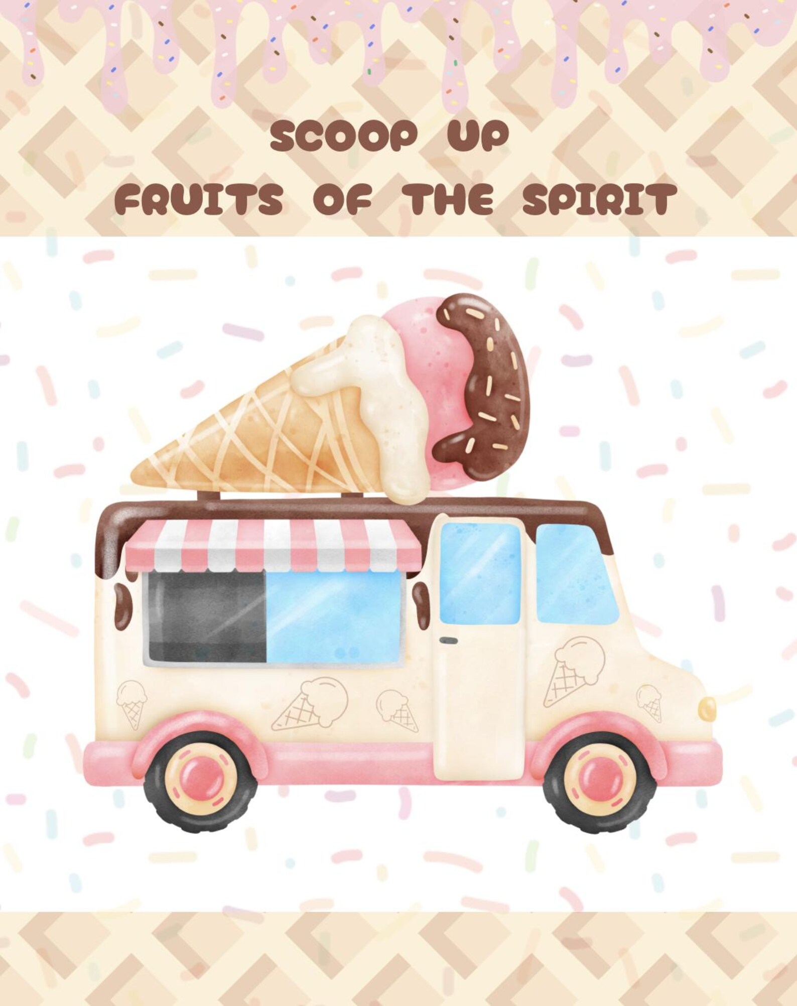 Scoop up Fruits of the Spirit Ice Cream Bulletin Board Decor Printable ...
