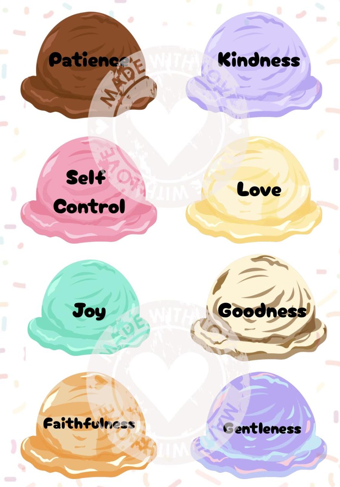 Scoop up Fruits of the Spirit Ice Cream Bulletin Board Decor Printable ...