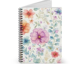 Floral Spiral Notebook, Flower Pattern Journal, Ruled Line Notebook - Etsy