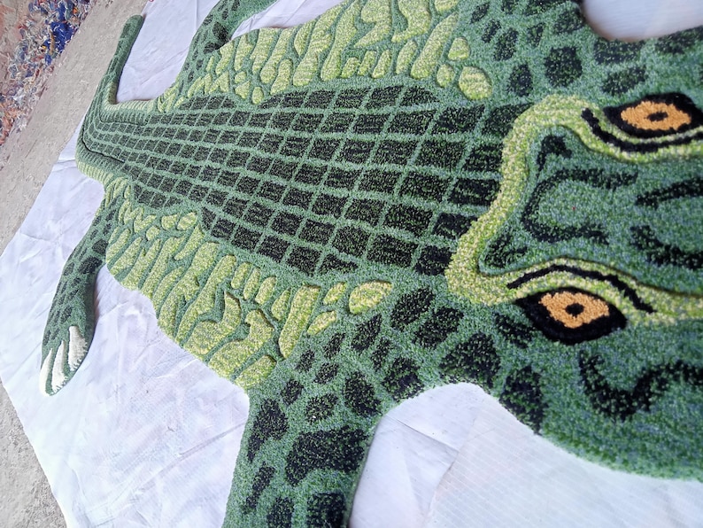 Handmade Crocodile Rug - Playful Alligator Carpet for Living Room ...