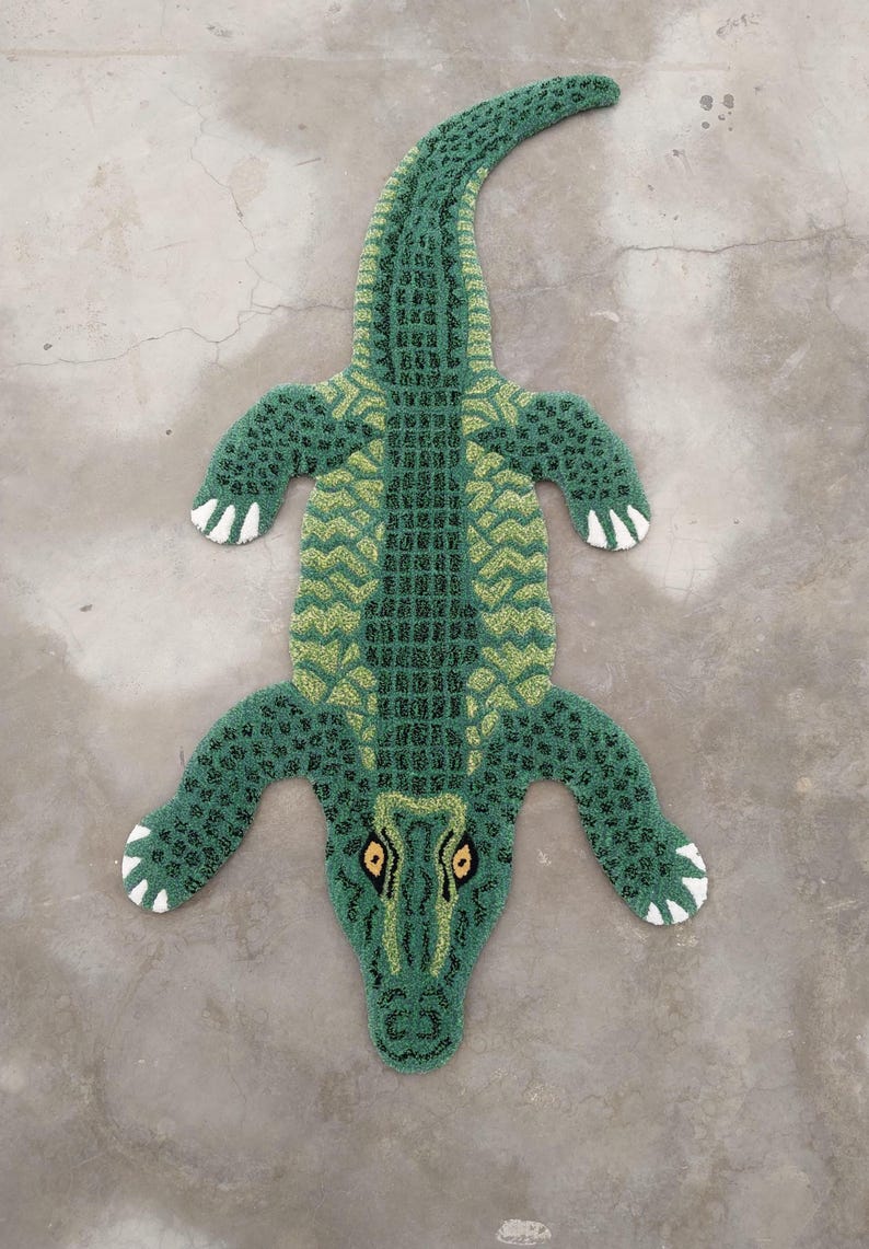 Handmade Crocodile Rug - Playful Alligator Carpet for Living Room ...