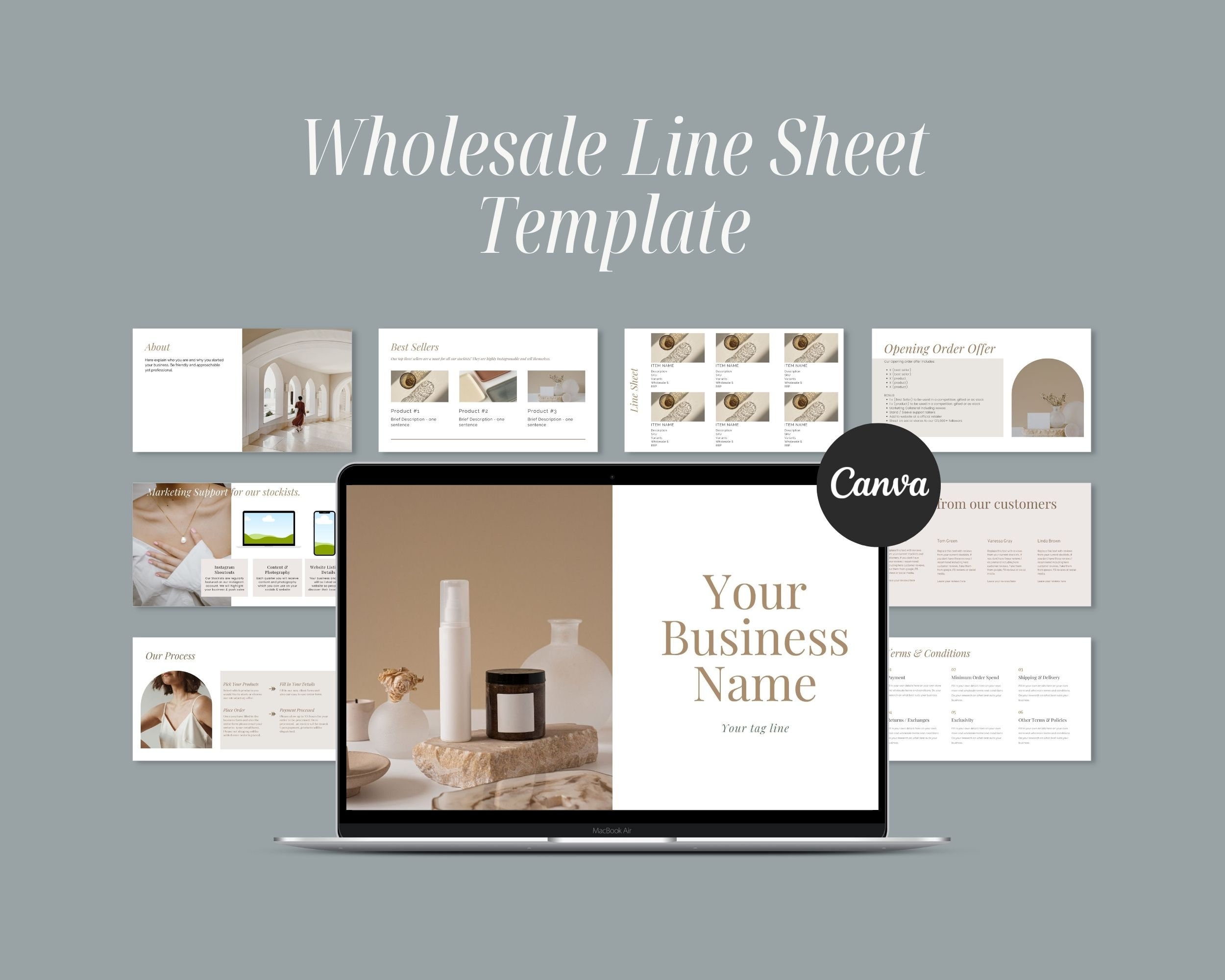 Wholesale Line Sheet Template, Price List, Wholesale Catalogue Template ...