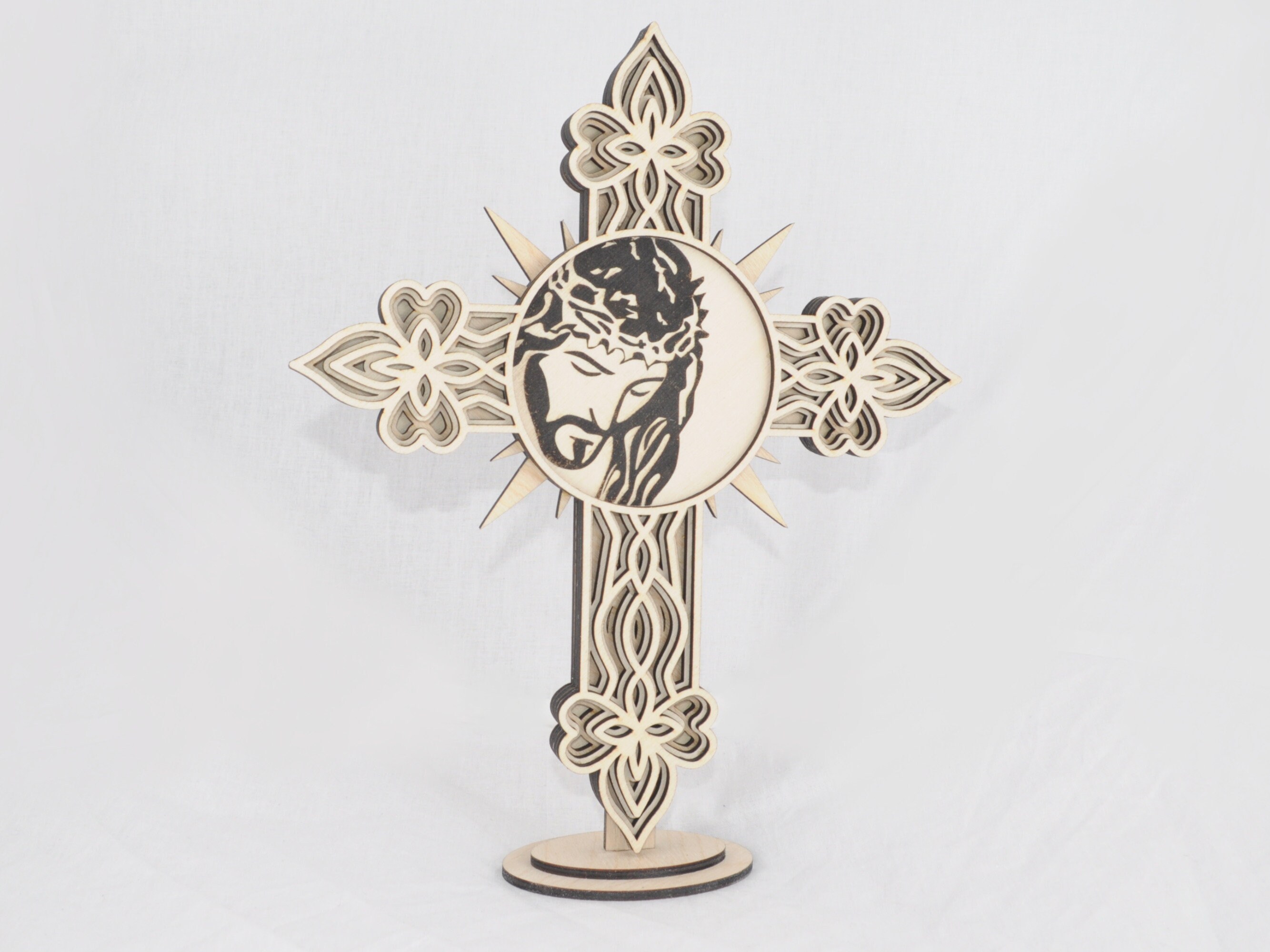 Cross Layered Jesus Face Divine Wall Art 4 Layers Easy Laser Cut Jesus ...
