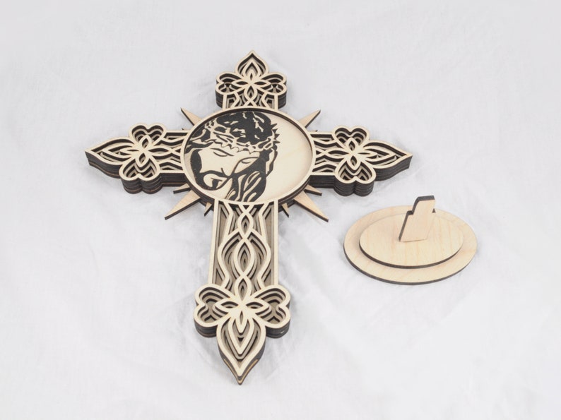 Cross Layered Jesus Face Divine Wall Art - 4 Layers | Easy Laser Cut ...