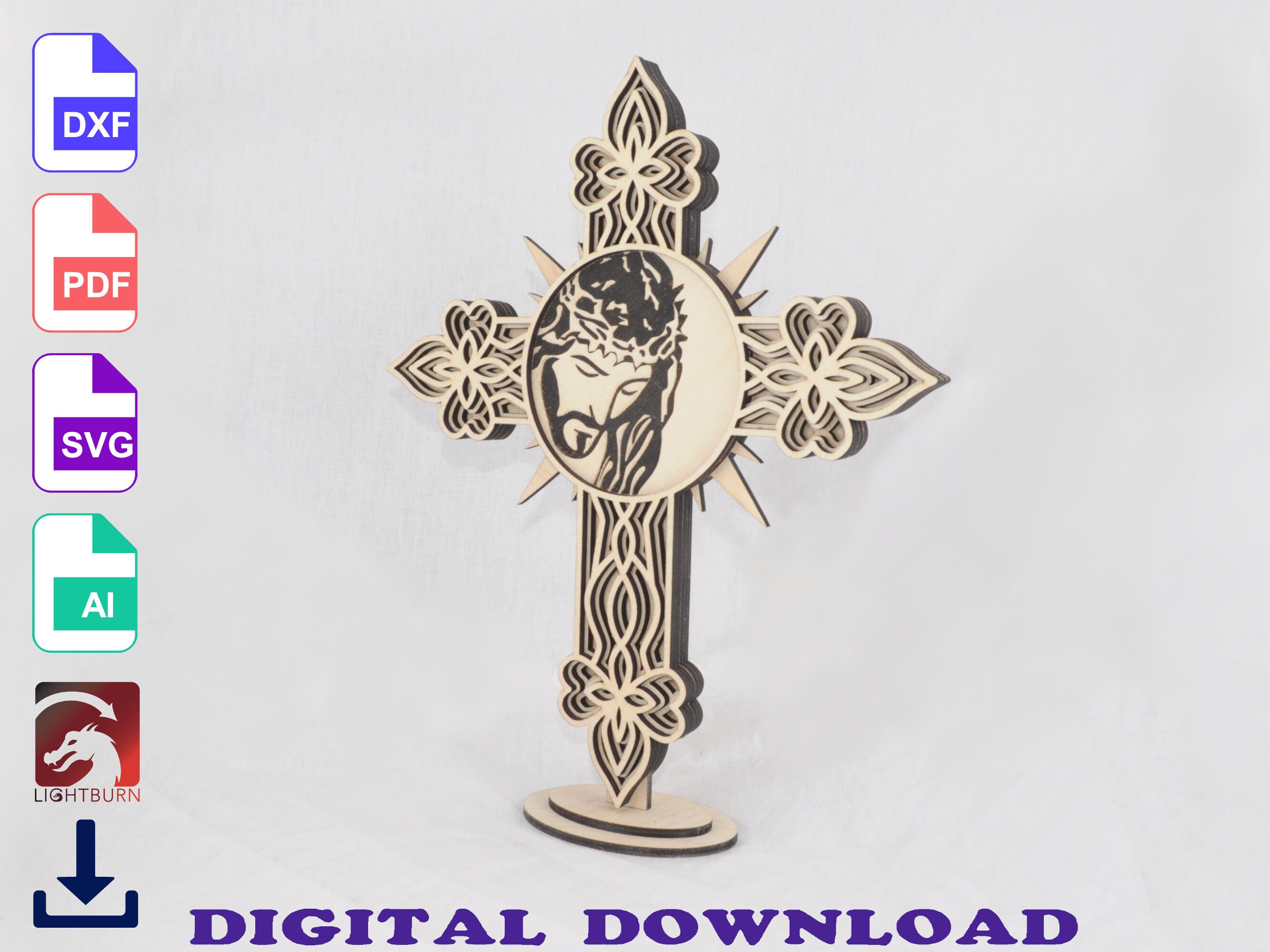Cross Layered Jesus Face Divine Wall Art 4 Layers Easy Laser Cut Jesus Cross Spirituality Home ...