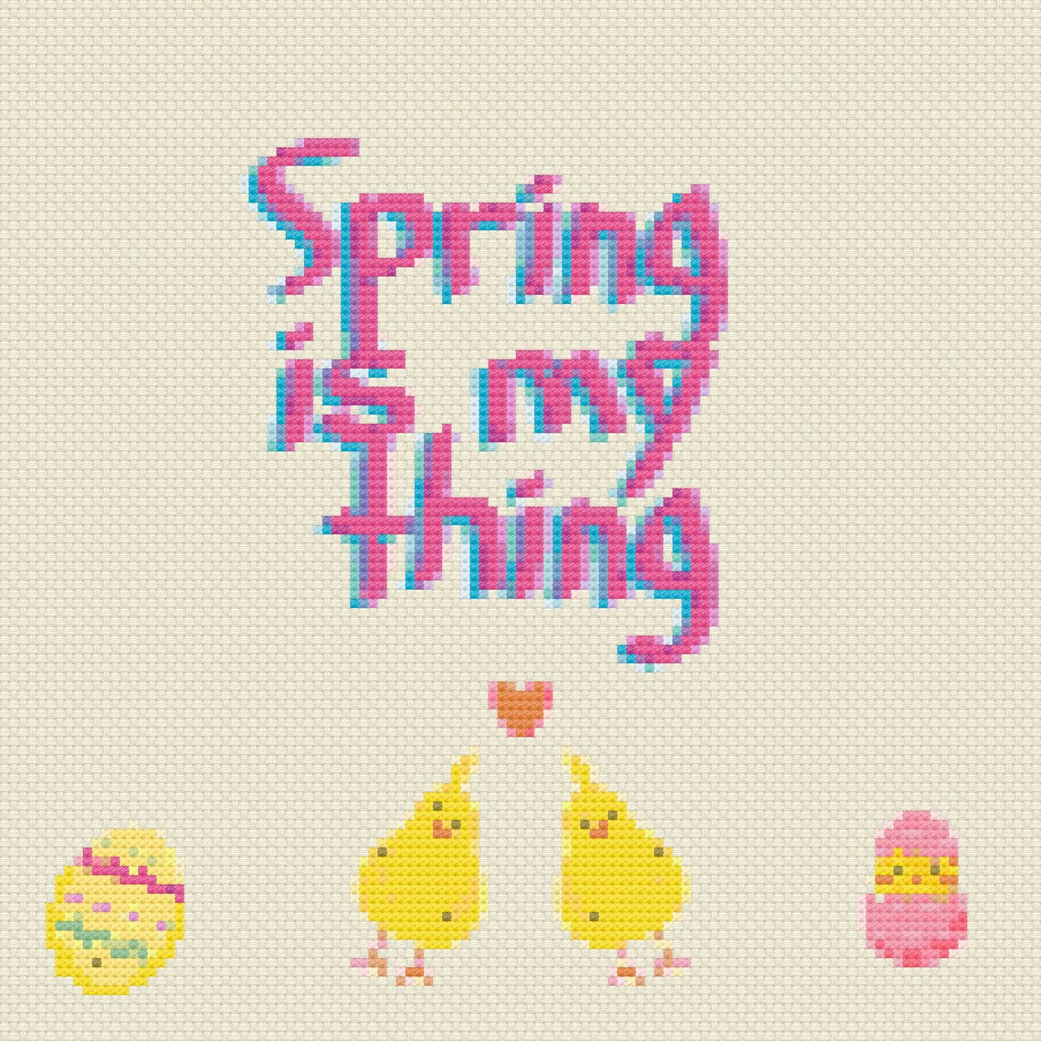 SPRINGTIME BABY CHICKS, Spring is My Thing Cross Stitch, Cute Baby ...