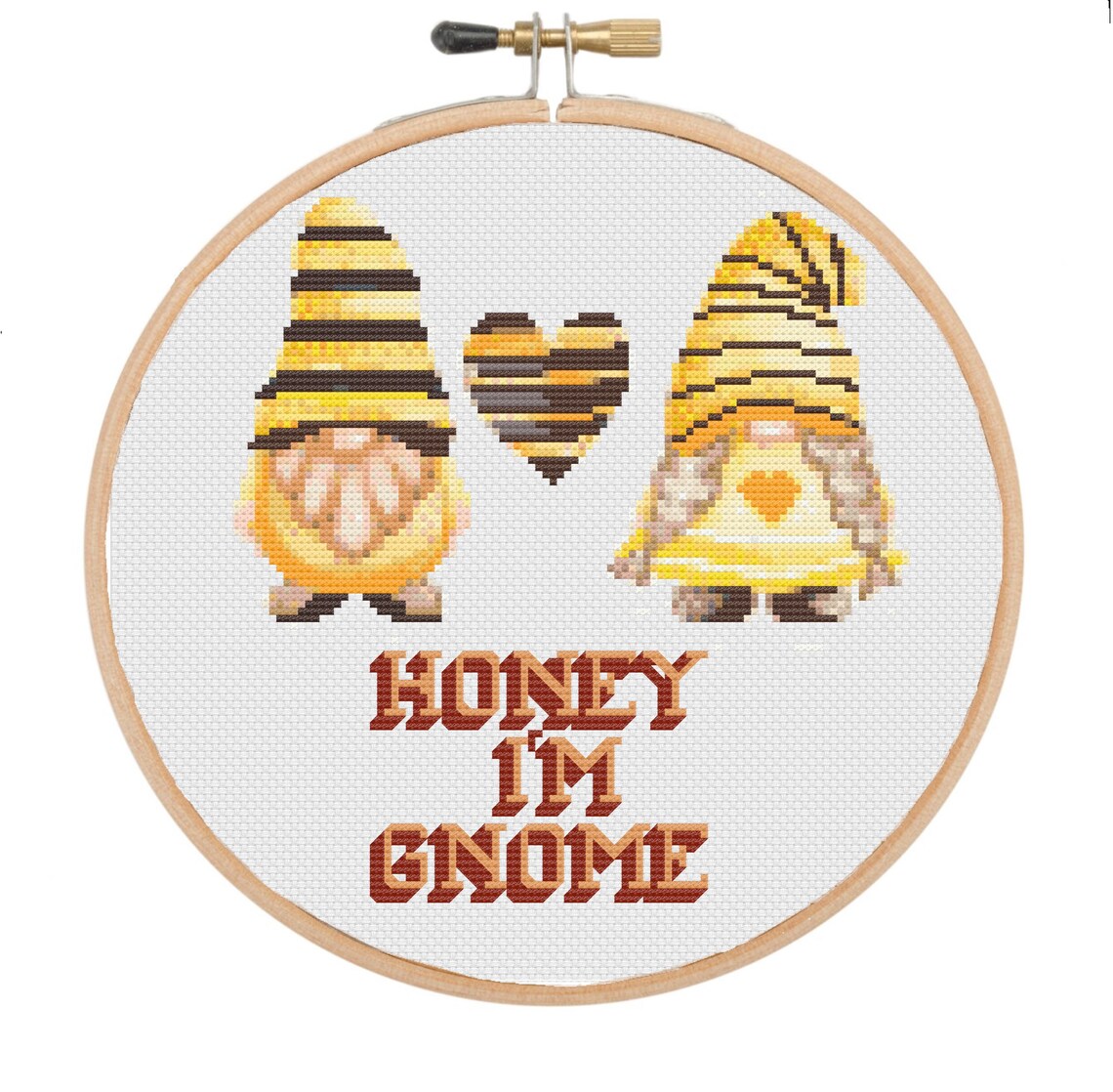 Honey I'm Gnome, Cross Stitch Pattern, Instant Download Pattern, PDF ...
