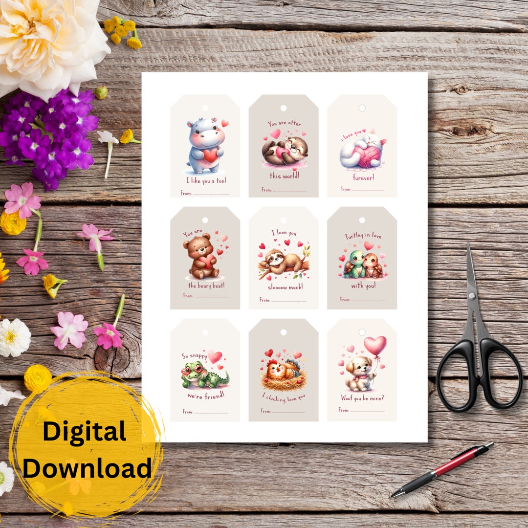 Valentine Gift Tags, Sweet Valentine's Day, 9 Gift Tags Valentine ...