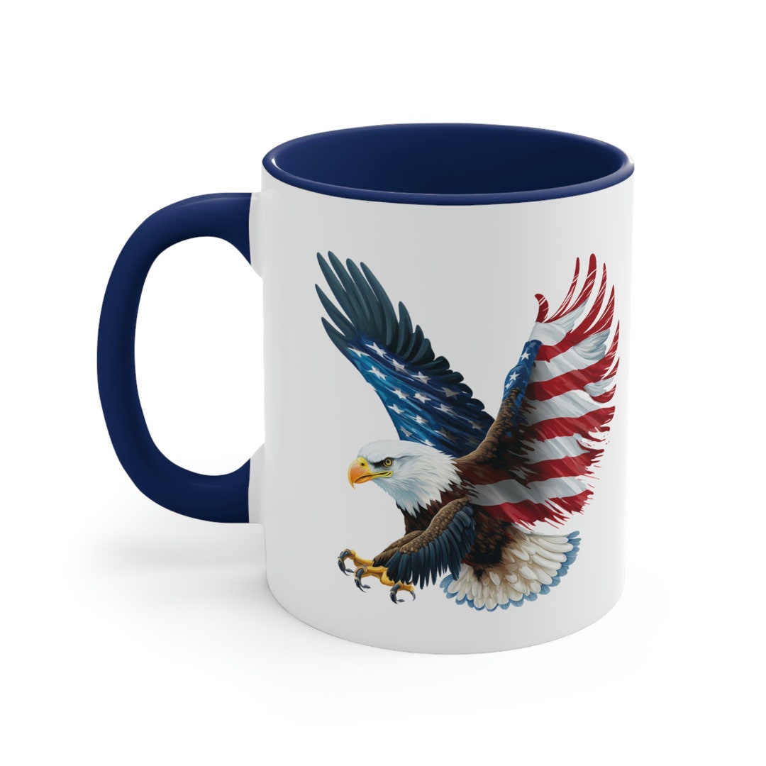 USA American Eagle Patriotic Two Tone Coffee Mug, 11oz Proud Veteran ...