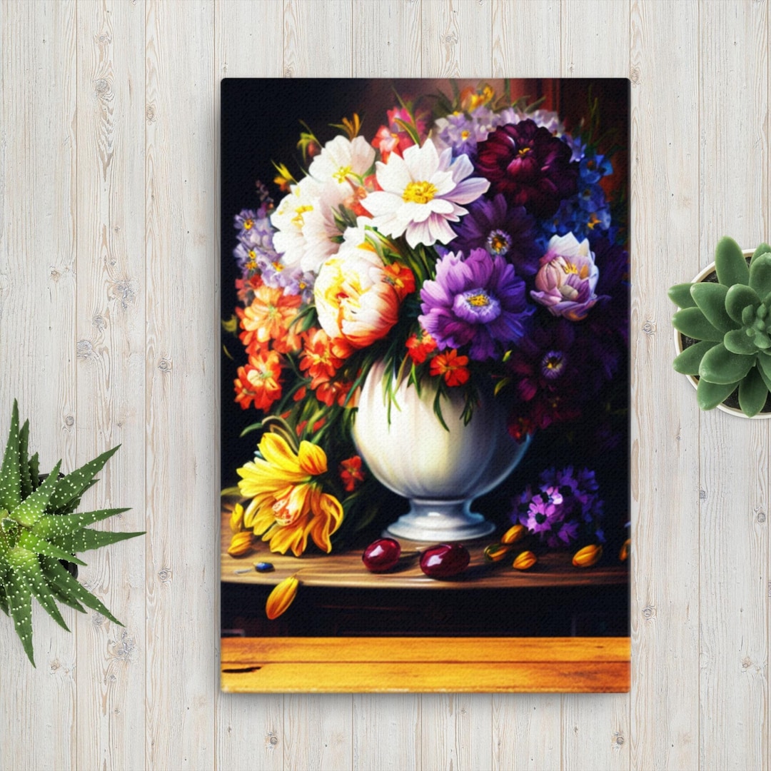 Floral Canvas, Floral Wall Art, Flower Canvas Print Wall Art Flower Art ...