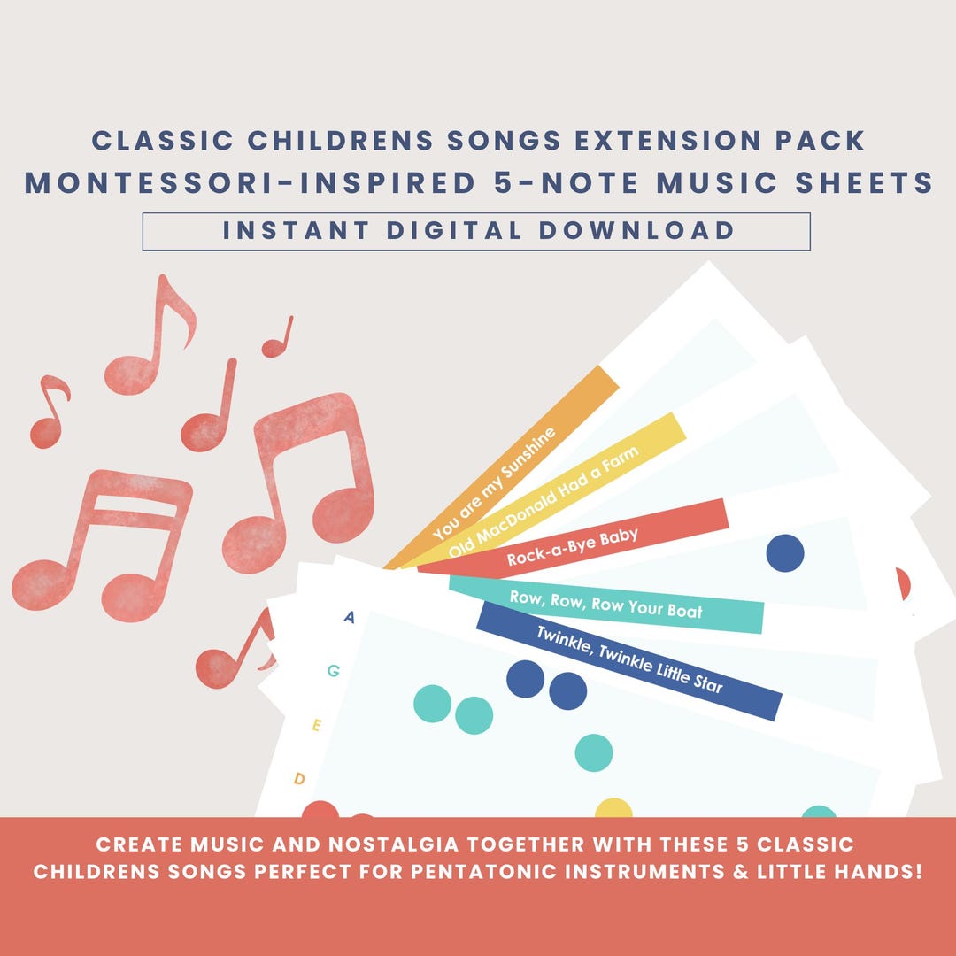 Montessori-inspired 5-note Classic Children's Songs Extension Pack (5 ...