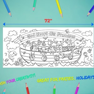 LARGE Bible Themed noah's Ark Coloring Sheet 30 by 72 Inches Coloring ...