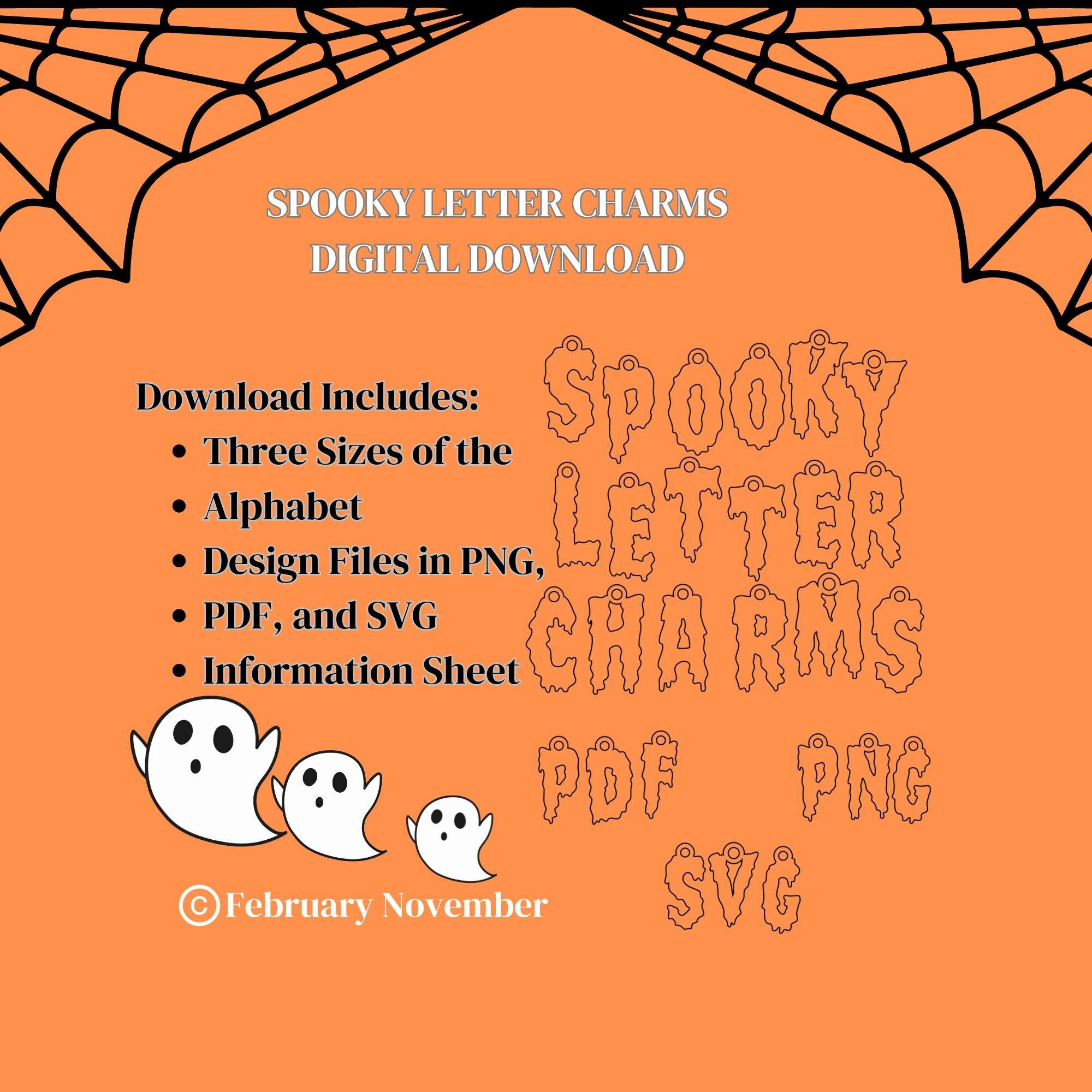 Halloween Font: Spooky Alphabet Letter Charms SVG (digital Download) - Etsy