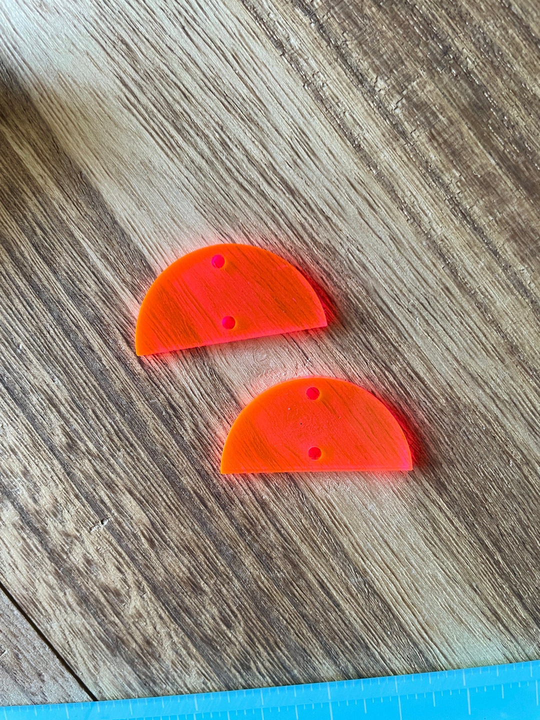 Two Hole Large Semicircle Connector Charms, Fluorescent Pink Acrylic ...
