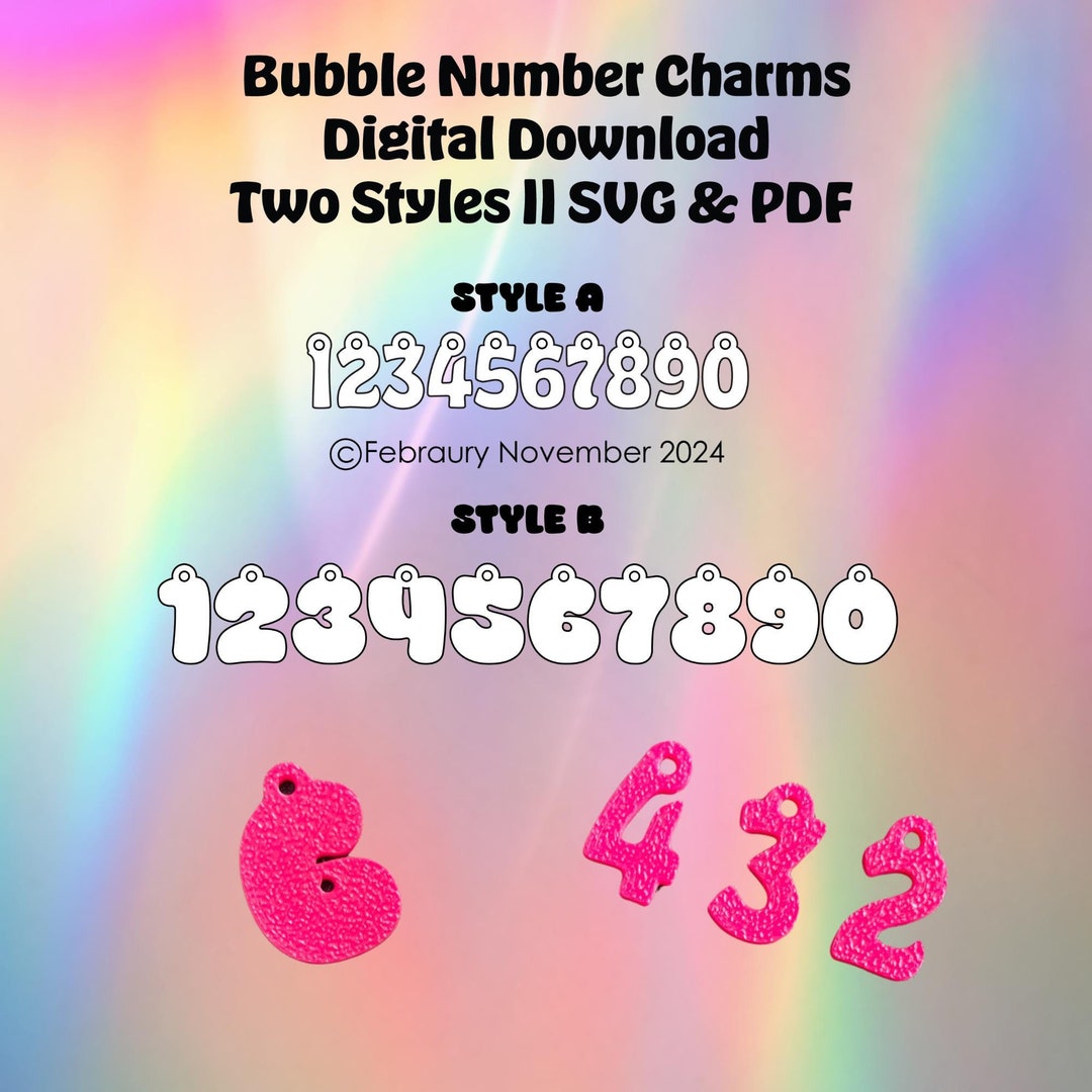 Bubble Number Charms, Number Necklace SVG, Laser Cut Jewelry Files PDF ...