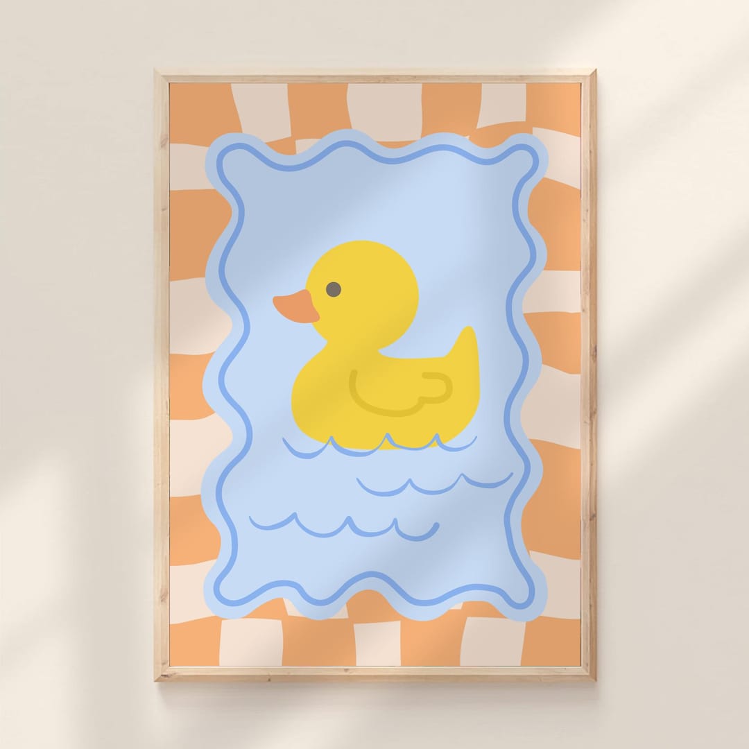 Rubber Ducky Print Bathroom Wall Art Colorful Duck Bath Printable Cute ...