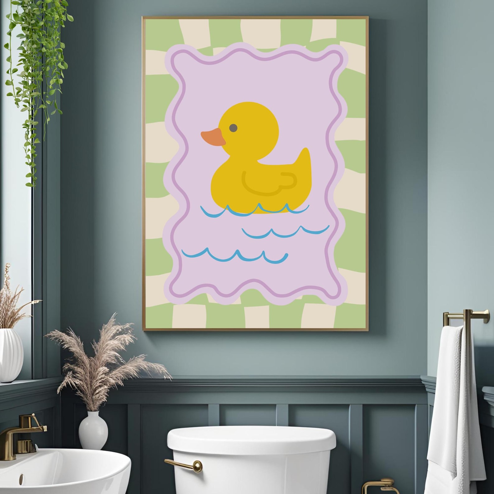 Rubber Duck Print Bathroom Wall Art Colorful Ducky Bath Printable Cute ...