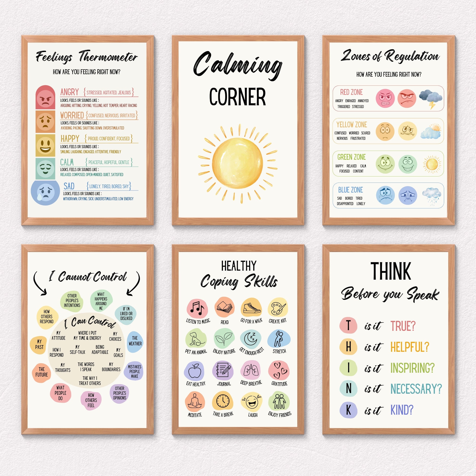 Calming Corner Poster Set of 12, Calming Strategies Techniques, Coping ...