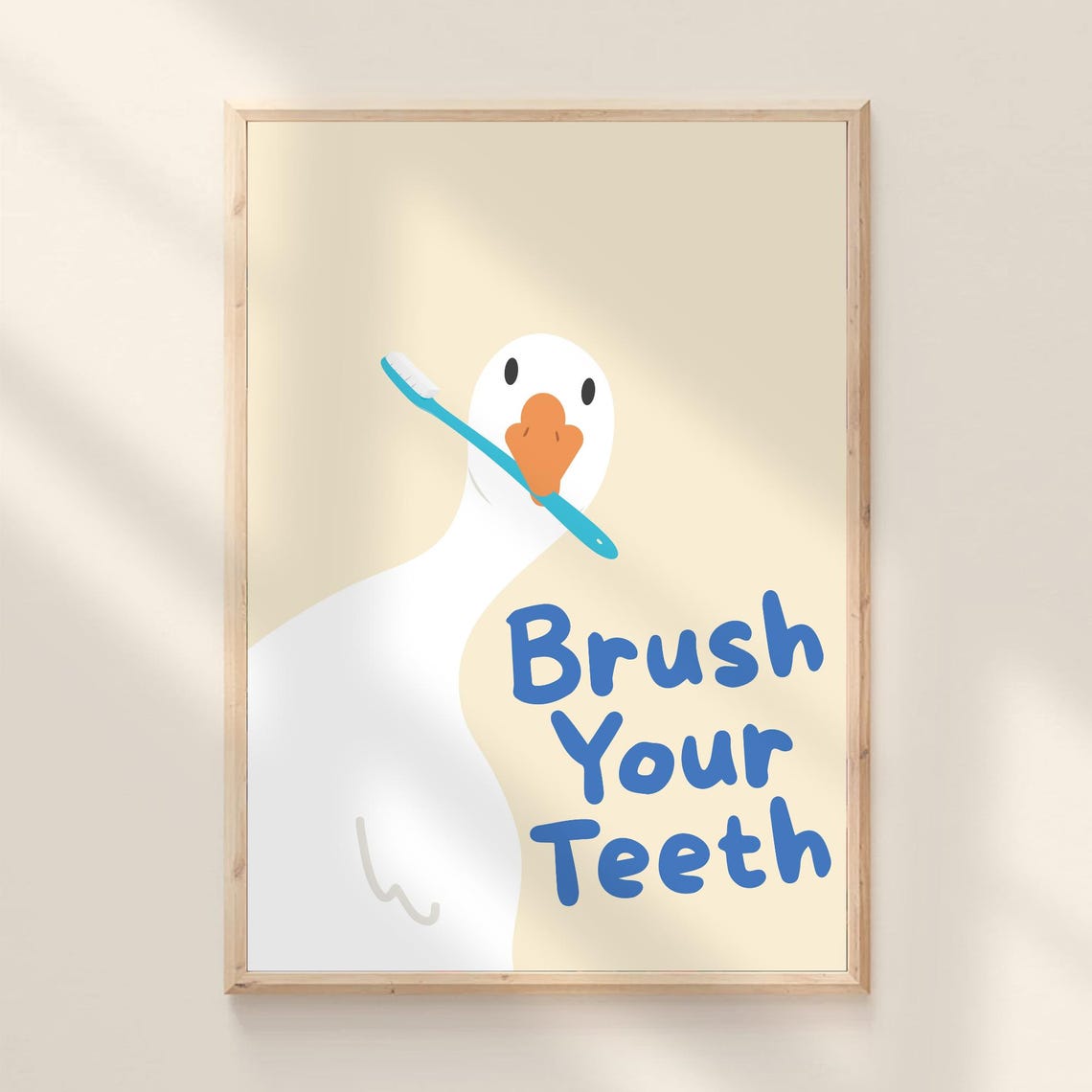 Brush Your Teeth Bathroom Duck Wall Art Kids Hygiene Reminder Decor ...