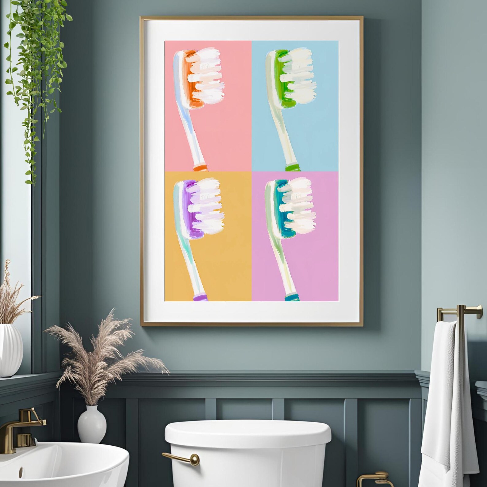 Abstract Toothbrush Art Dental Office Print Dentist Clinic Decor Modern ...