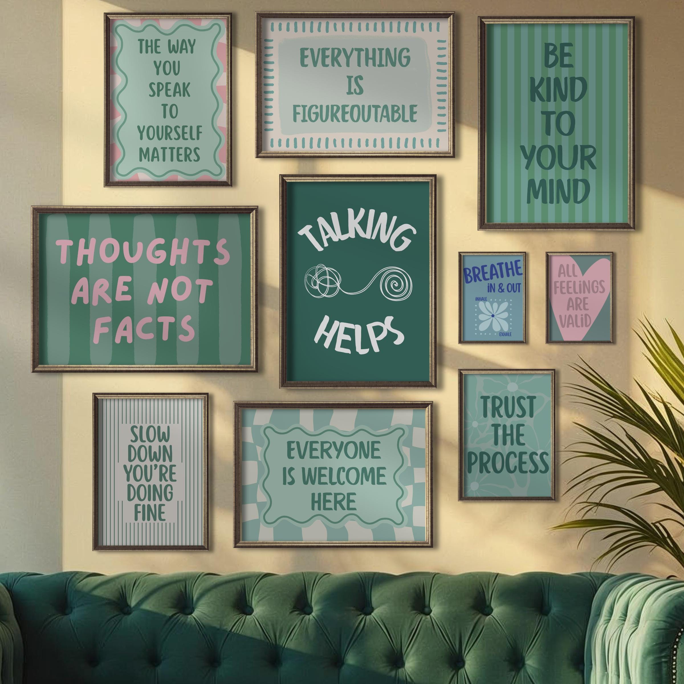 Therapy Counseling Posters Set of 10 School Counselor Office Wall Decor ...