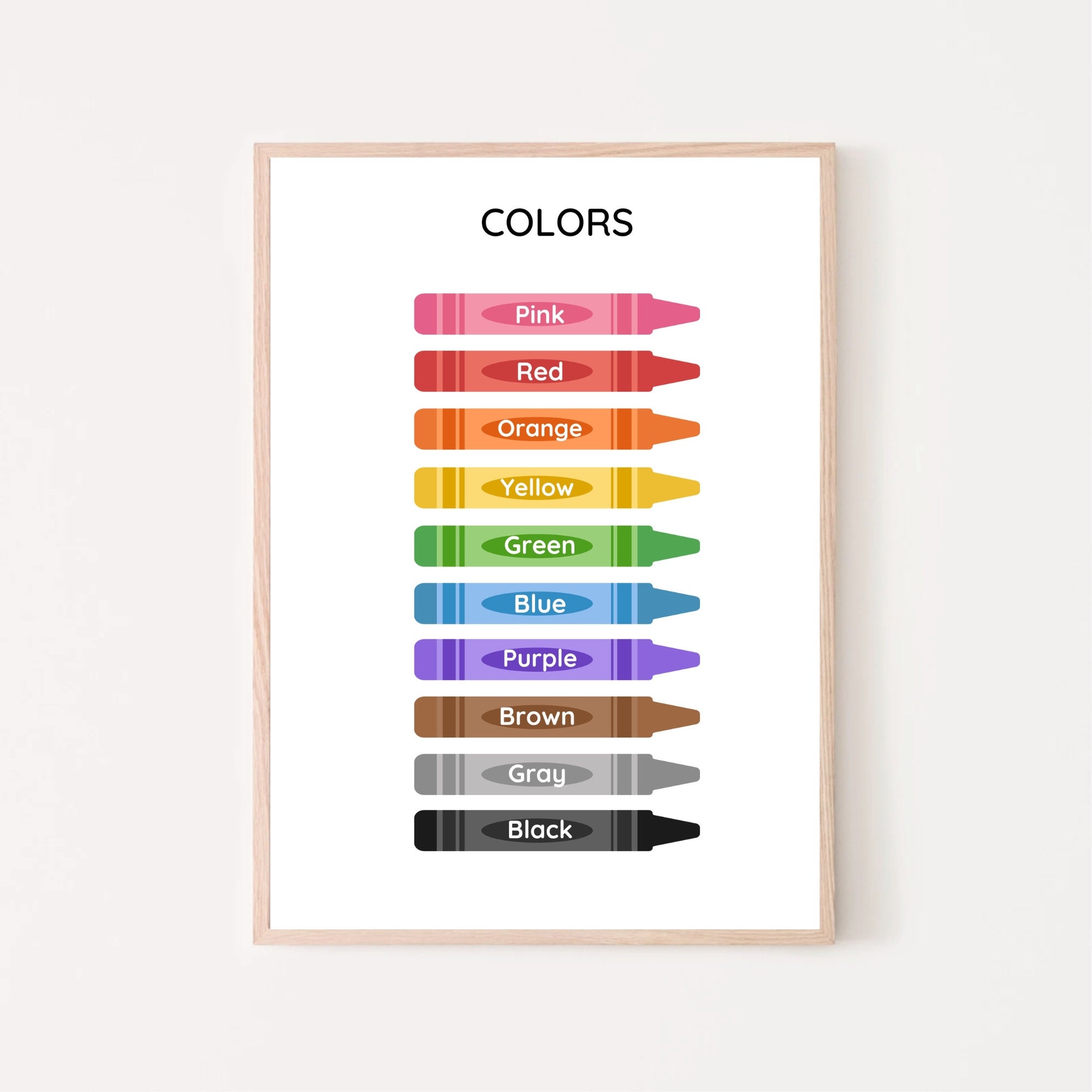 Colors Educational Poster, Crayon Colors Print, Kids Playroom Wall Art ...