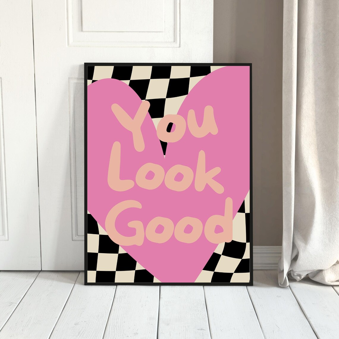 You Look Good Quote Print Bathroom Wall Art Pink Washroom Dopamine ...