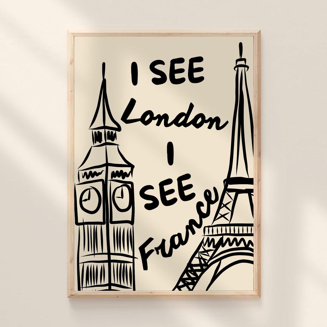 Funny Bathroom Print I See London I See France Hand Written Poster ...
