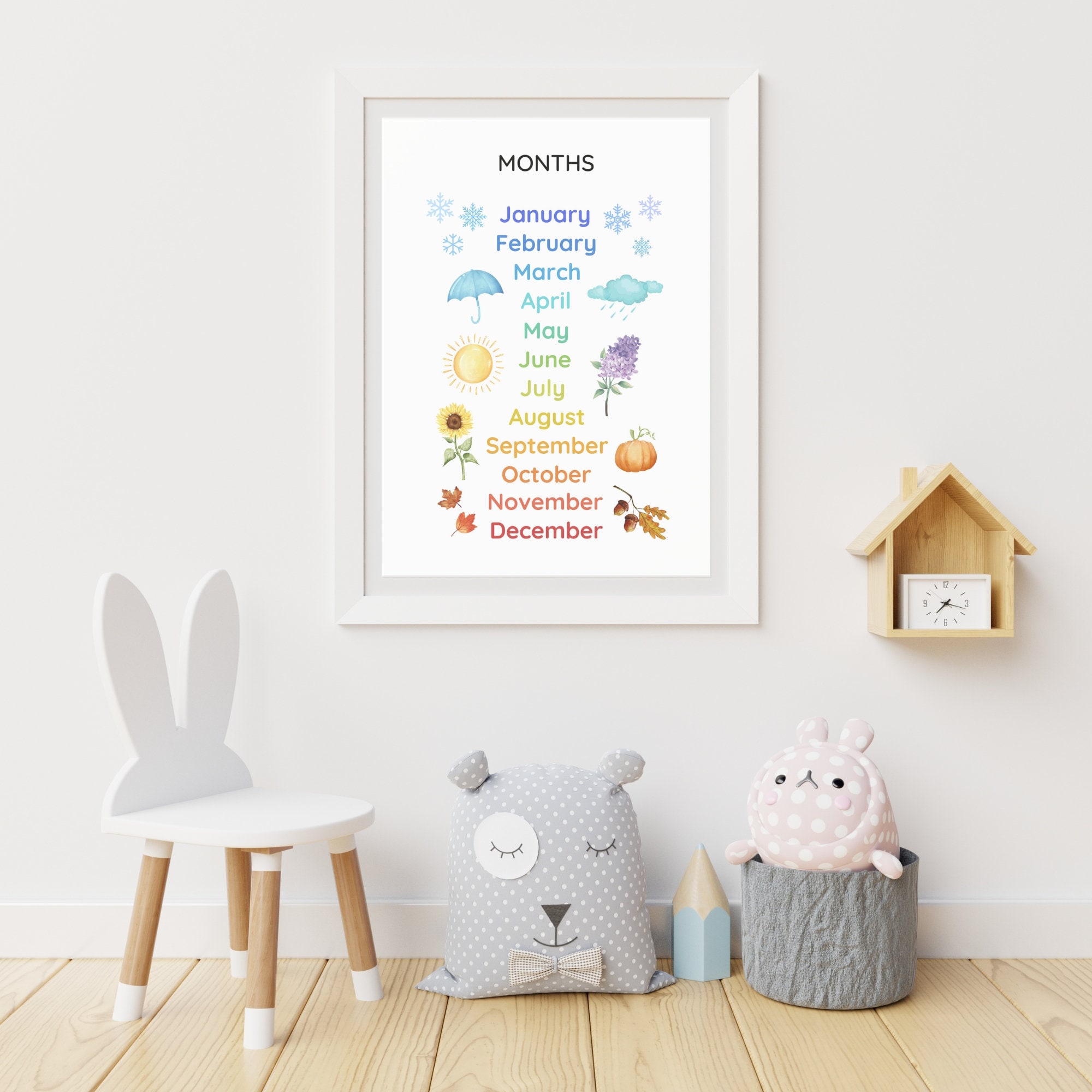 Months of the Year Printable Educational Poster, Homeschooling Decor ...