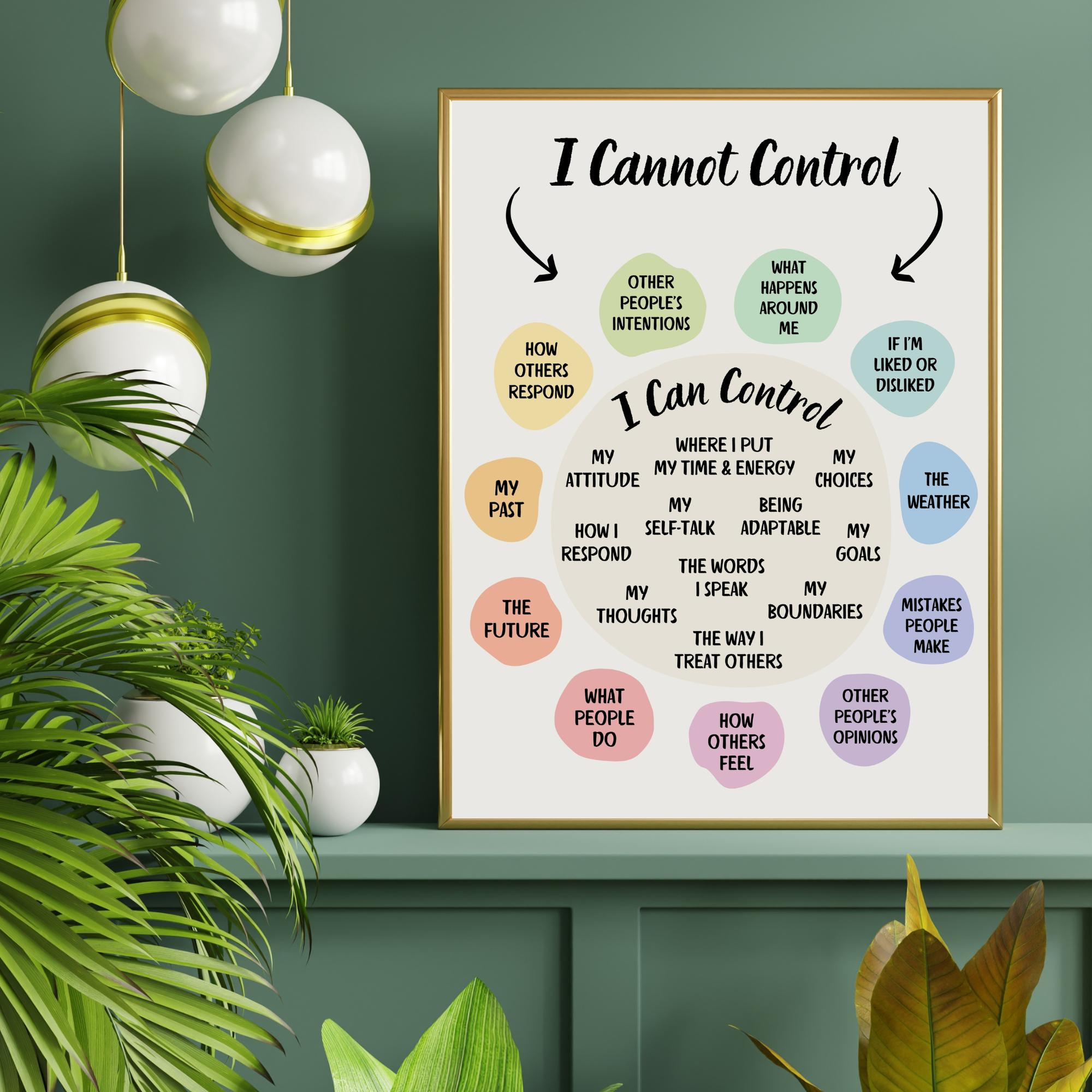 Circle of Control Poster What Things I Can and Cannot Control CBT Art ...