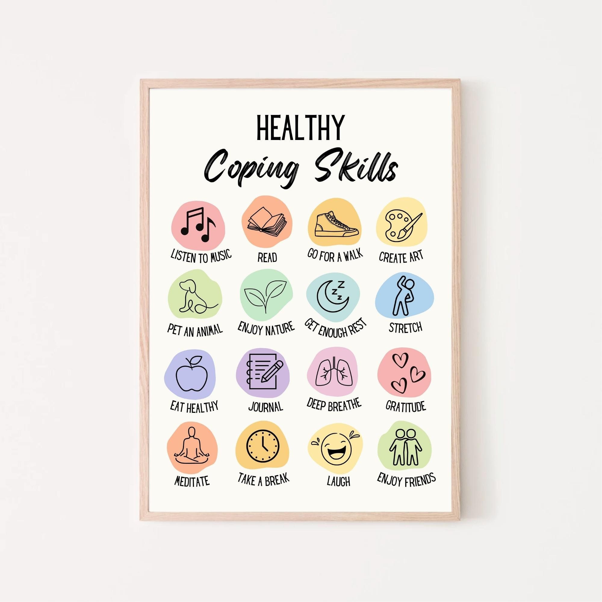 Healthy Coping Skills Poster, Kids Coping Anxiety Strategies ...