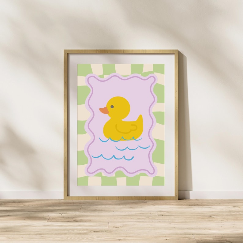 Rubber Duck Print Bathroom Wall Art Colorful Ducky Bath Printable Cute ...