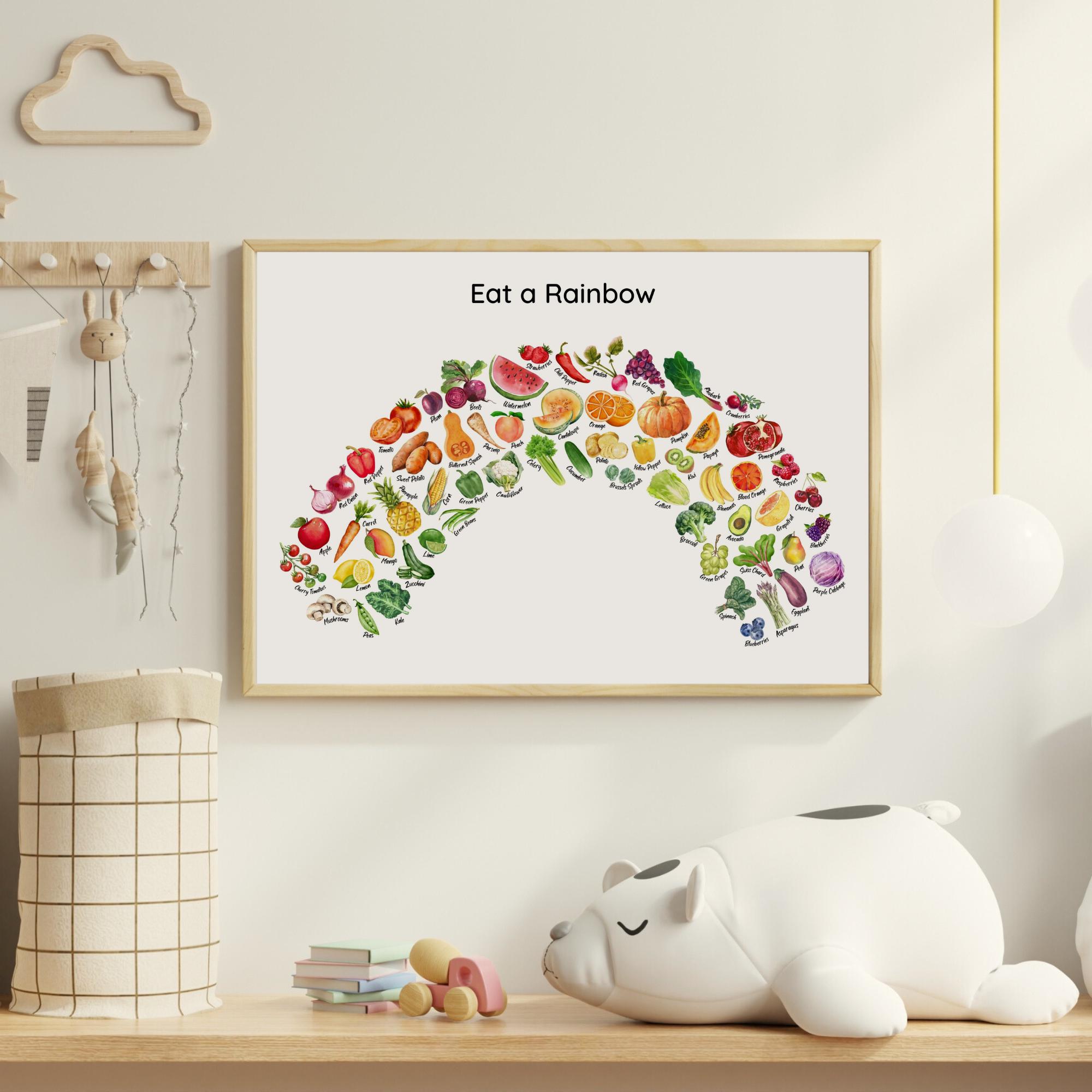 Fruits Vegetables Educational Posters Set of 3 Eat the Rainbow ...