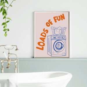 Loads of Fun Print Laundry Room Sign Funny Laundry Humor Art Wall Decor ...