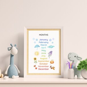 Months of the Year Printable Educational Poster Homeschool Decor ...