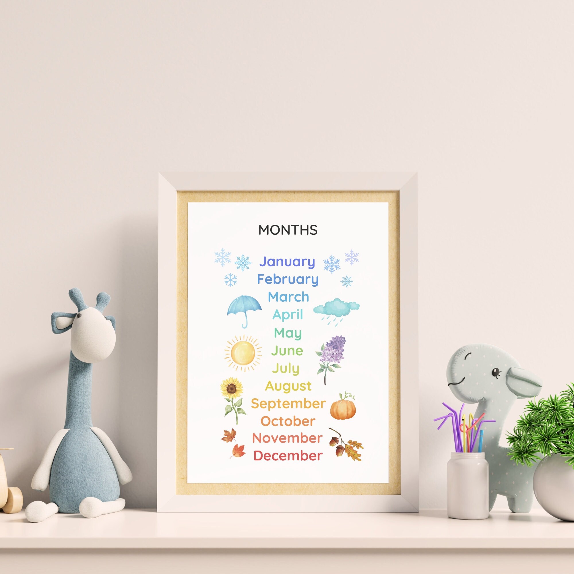 Months of the Year Printable Educational Poster, Homeschooling Decor ...
