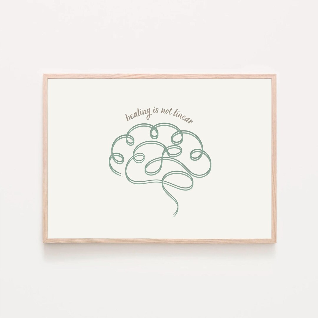 Healing is Not Linear Brain Line Art Psychology Mental Health Therapy ...